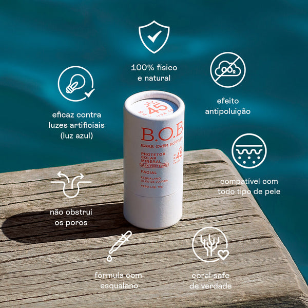 Protetor Solar Mineral em Bastão: Proteção FPS 45 | B.O.B